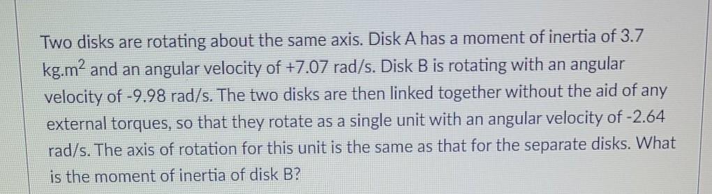 Solved Two Disks Are Rotating About The Same Axis Disk A