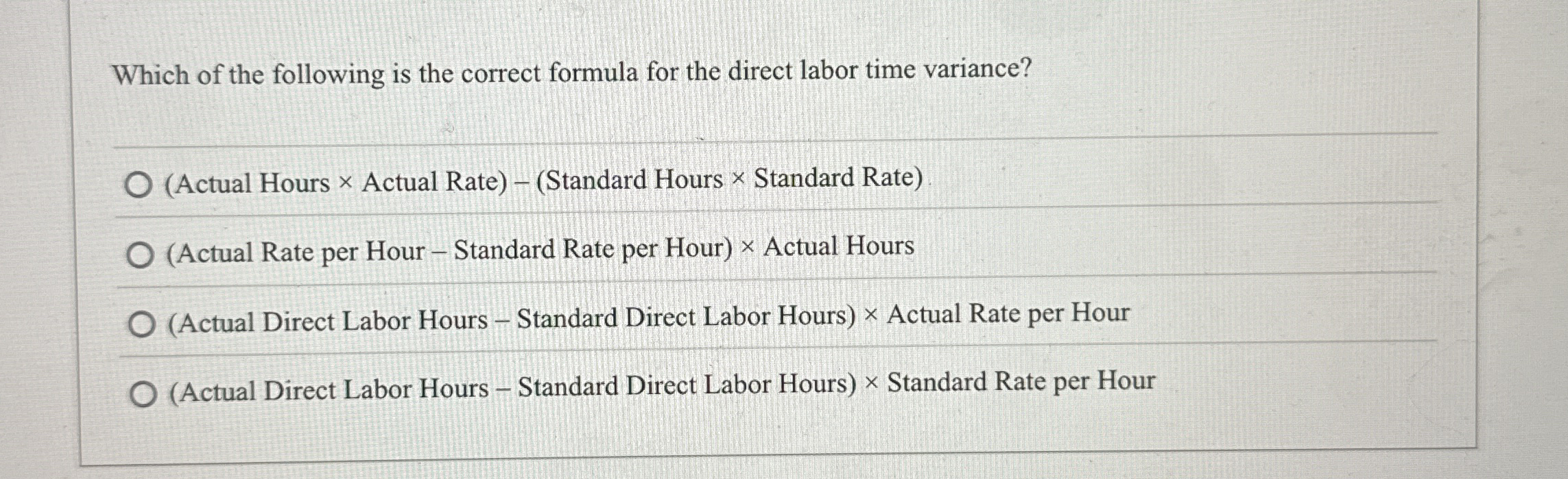 Solved Which of the following is the correct formula for the | Chegg.com