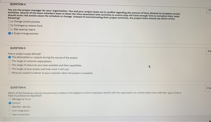 Solved QUESTION 4 You are the project manager for your | Chegg.com