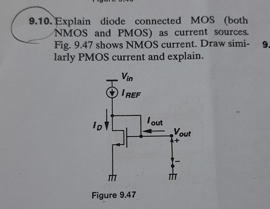 Solved 9.10. Explain diode connected MOS (both NMOS and | Chegg.com