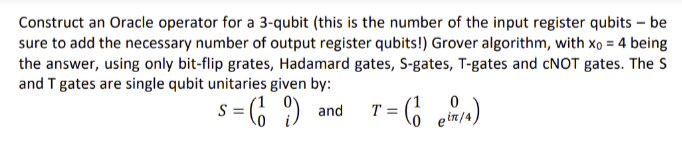 Solved Construct an Oracle operator for a 3-qubit (this is | Chegg.com