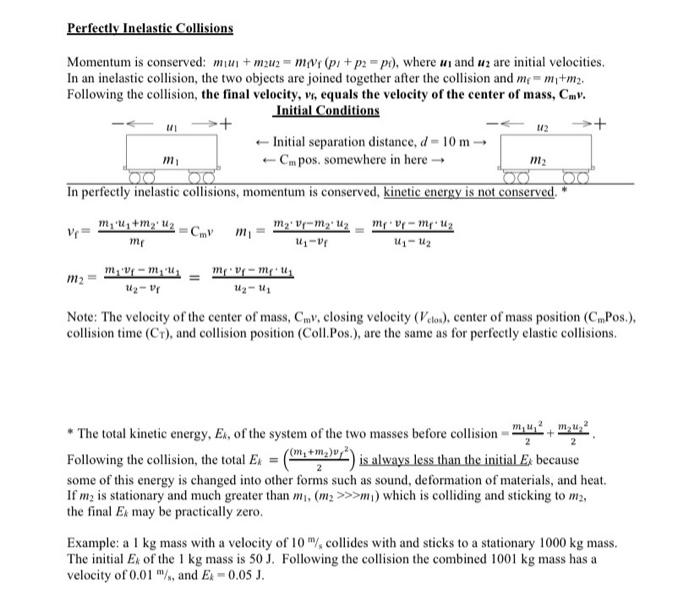Solved PERFECTLY ELASTIC COLLISIONS (between two masses, m | Chegg.com