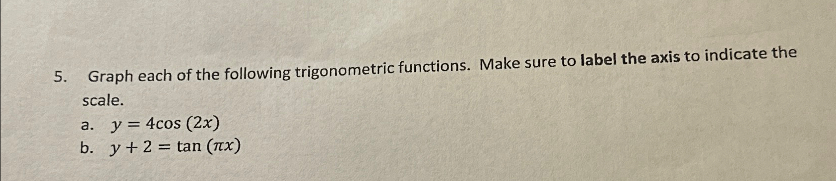 Solved Graph each of the following trigonometric functions. | Chegg.com