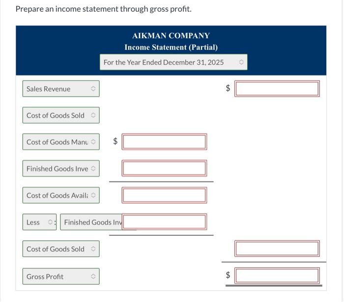Solved Prepare an income statement through gross profit. | Chegg.com