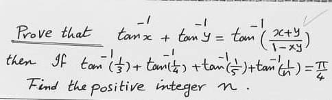 Solved -1 - 1 Prove that tanx + tany=tan(aty () + I-xy then | Chegg.com