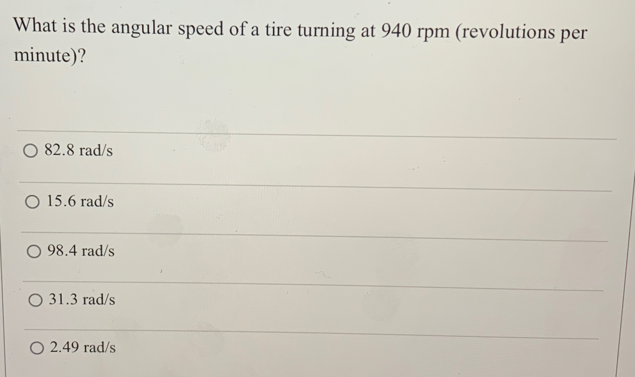 What is the angular speed of a tire turning at | Chegg.com