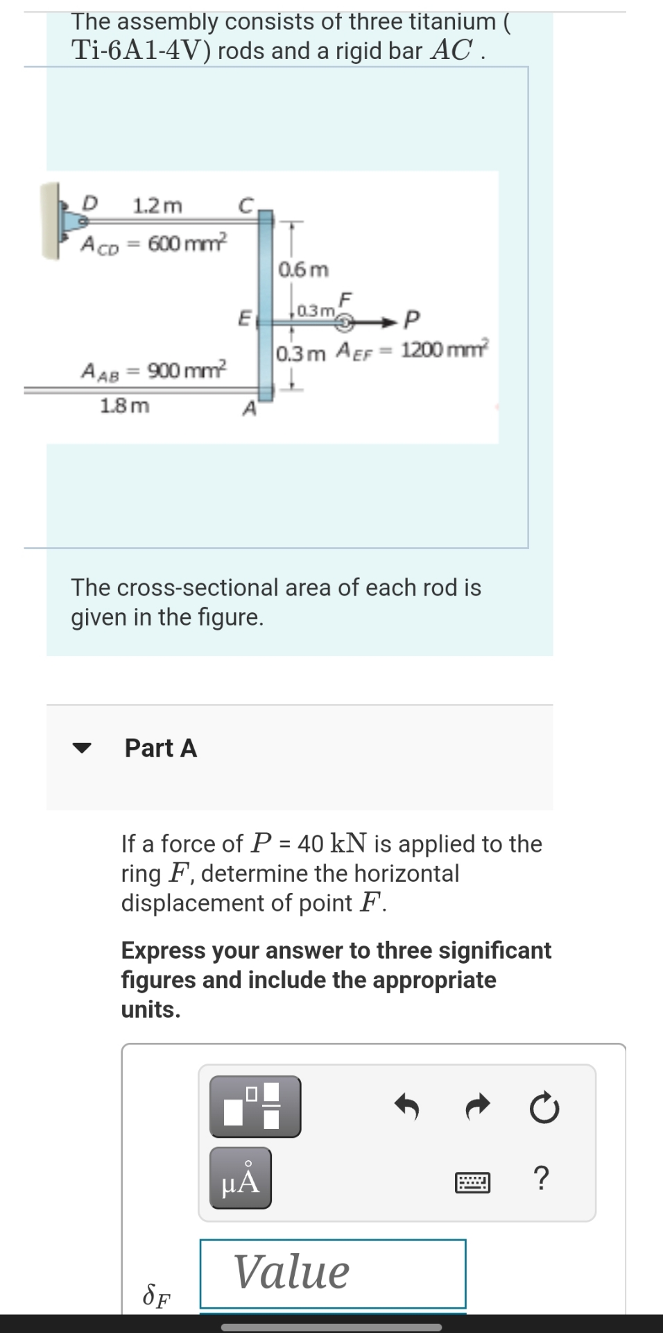 Solved The assembly consists of three titanium ( ﻿Ti-6A1-4V) | Chegg.com