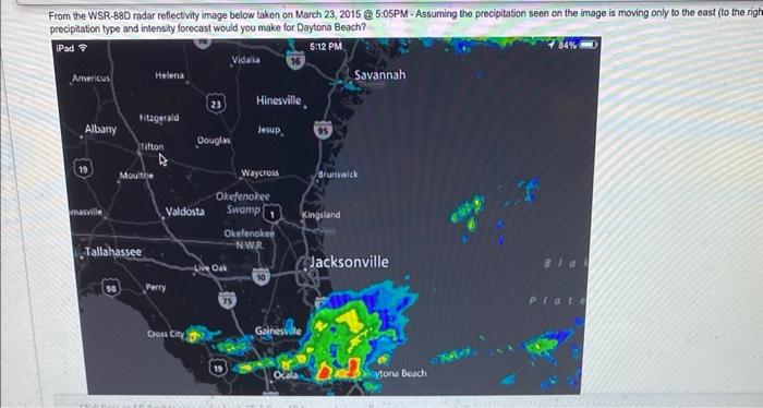 From the WSR-880 radar reflectivity image below taken | Chegg.com