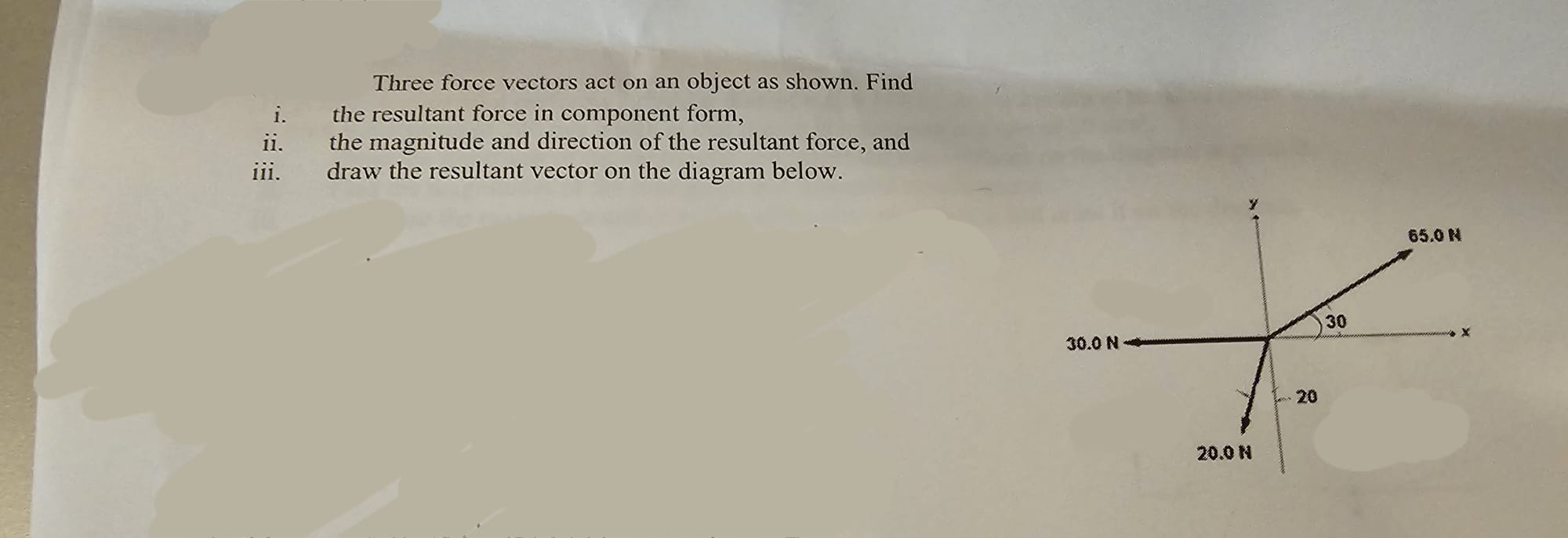 Solved Three force vectors act on an object as shown. Findi. | Chegg.com