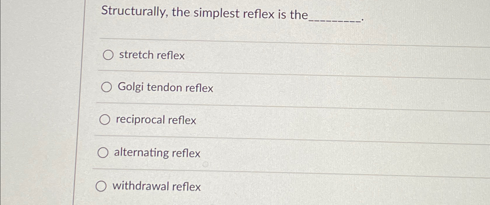 Solved Structurally, the simplest reflex is thestretch | Chegg.com