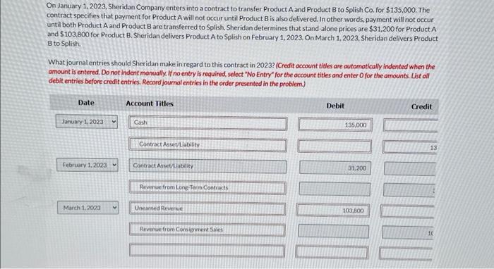 Solved On January 1,2023, Sheridan Company enters into a | Chegg.com