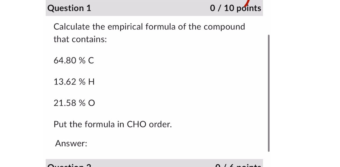 Solved Question 1Calculate the empirical formula of the | Chegg.com