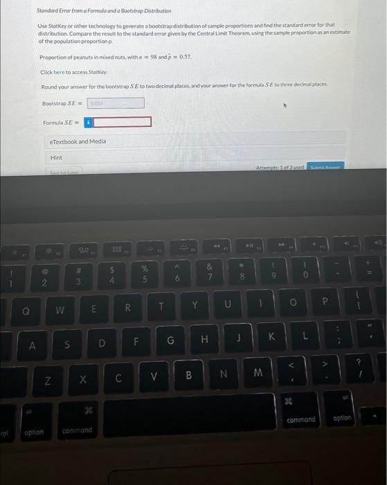 Solved rol O FI Q Standard Error from a Formula and a | Chegg.com