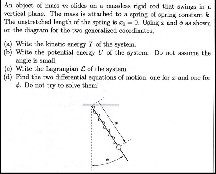 Solved An object of mass m slides on a massless rigid rod | Chegg.com