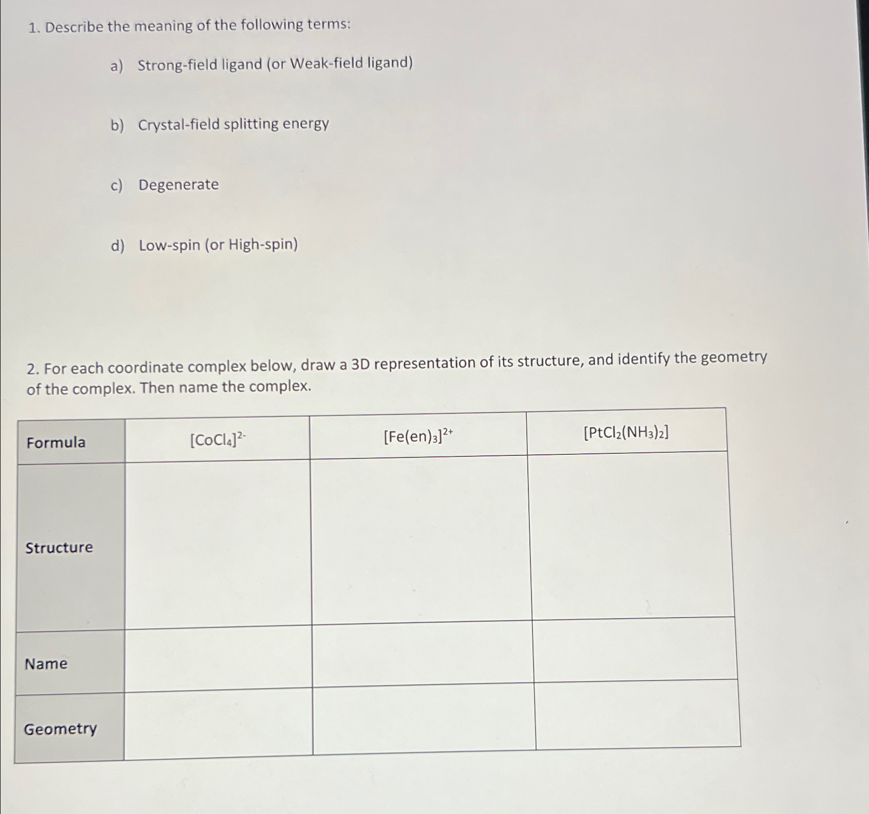 Solved Describe the meaning of the following terms:a) | Chegg.com