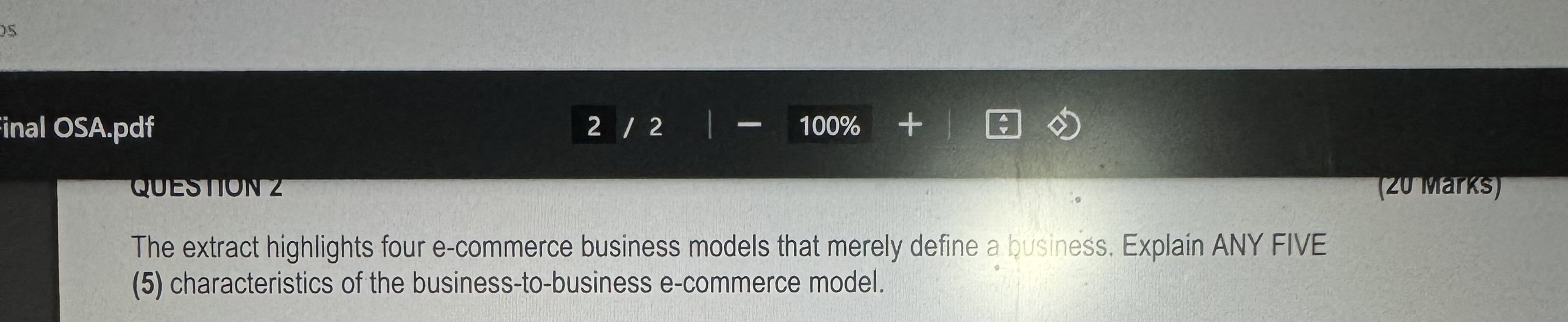 Solved QUESTIUN2The extract highlights four e-commerce | Chegg.com