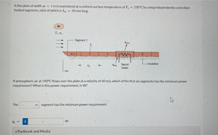 Solved A flat plate of width w=1 m is maintained at a | Chegg.com