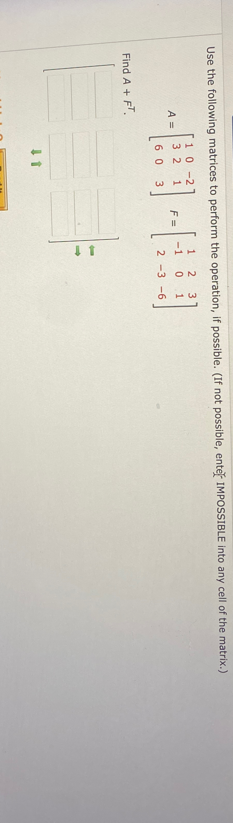 Solved Use the following matrices to perform the operation, | Chegg.com