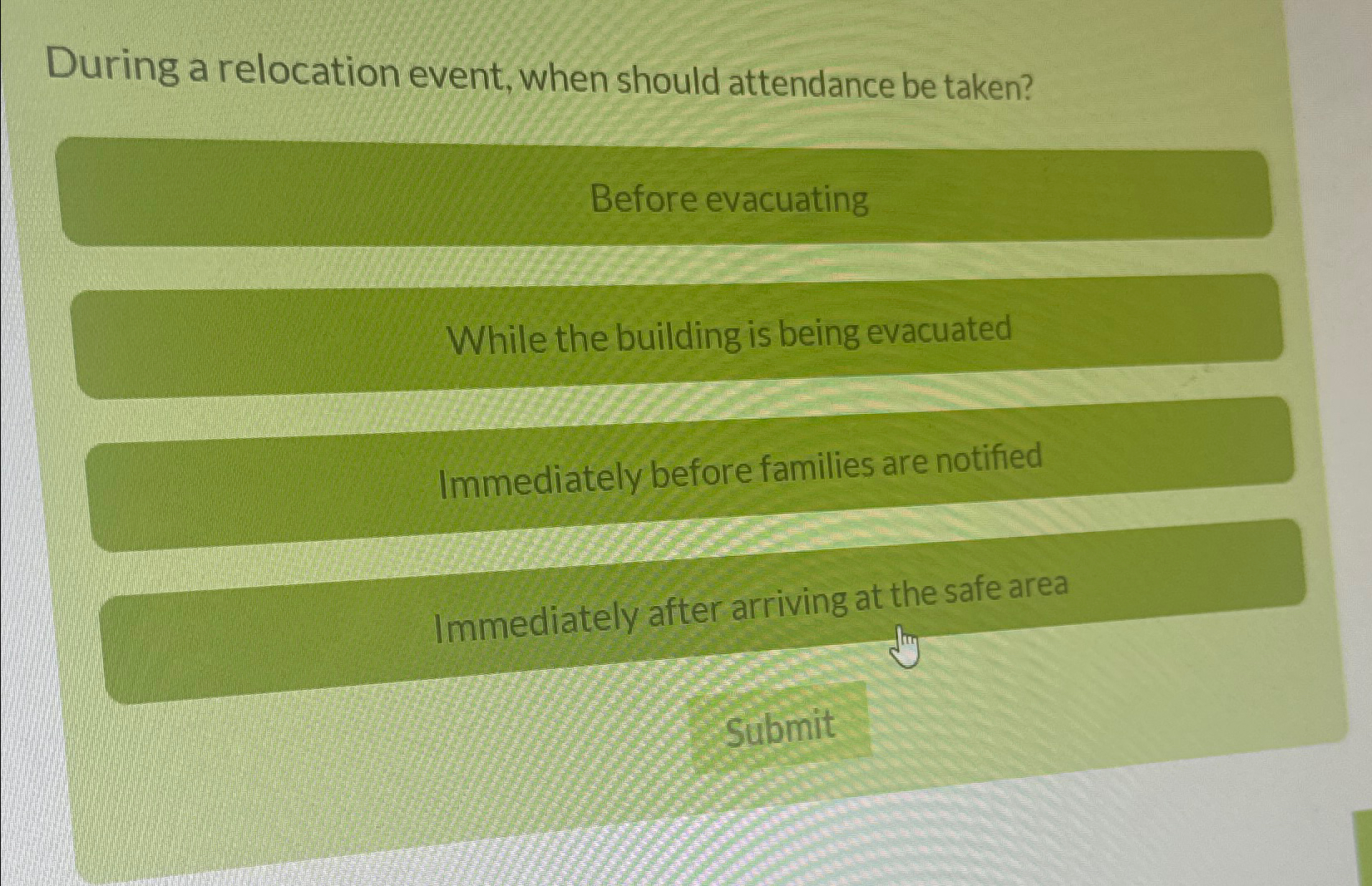 Solved During a relocation event, when should attendance be | Chegg.com