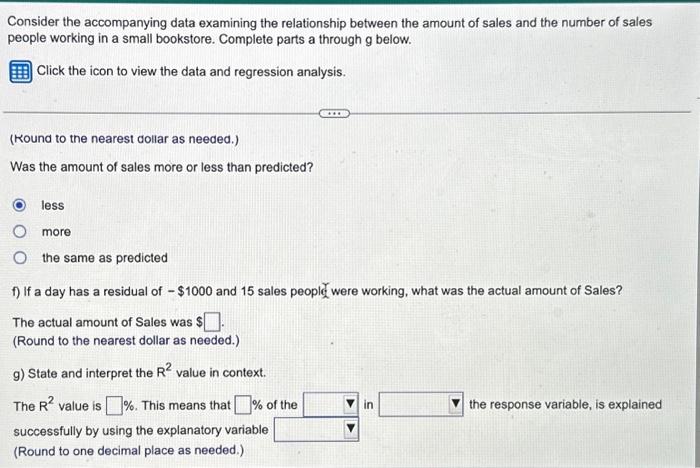 Solved ount of sales and the number of sales answer box to | Chegg.com
