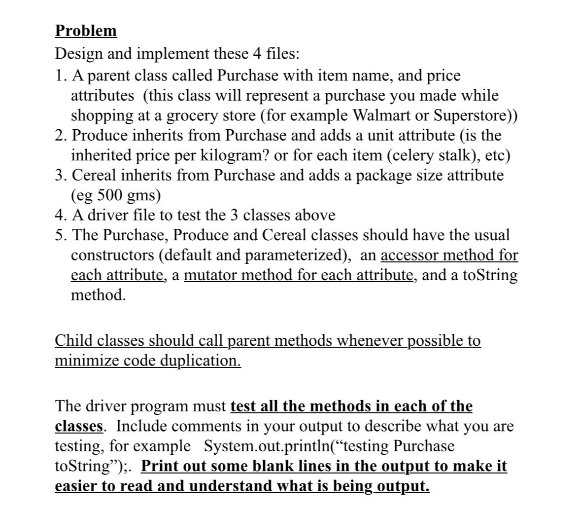 Solved ProblemDesign and implement these 4 ﻿files:A parent | Chegg.com