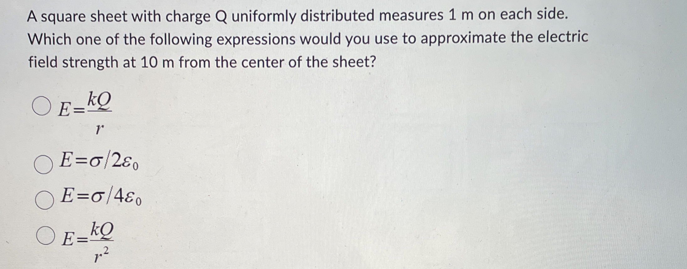 Solved A square sheet with charge Q ﻿uniformly distributed | Chegg.com