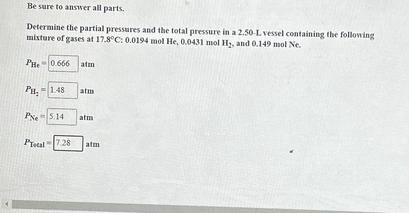 Be sure to answer all parts.Determine the partial | Chegg.com