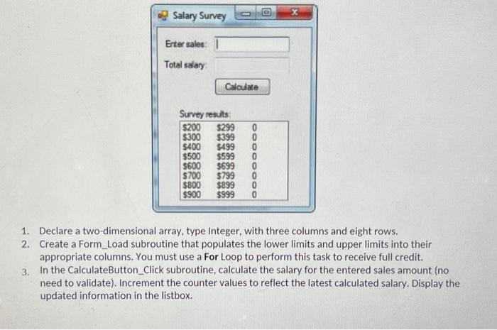 Solved Use a two-dimensional array to solve the following | Chegg.com