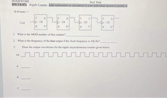 Solved HOMEWORK Prof. Park HW Ch 07a Ripple Counter Add | Chegg.com