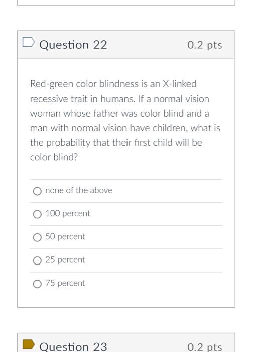 Solved Red-green color blindness is an X-linked recessive | Chegg.com