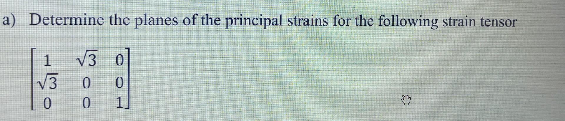 Solved a) Determine the planes of the principal strains for | Chegg.com