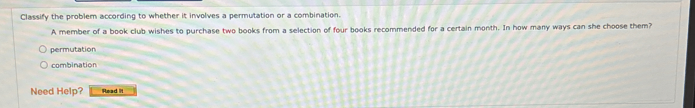 Solved Classify the problem according to whether it involves | Chegg.com