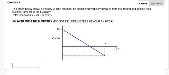 Solved Question 6 4 points The graph below shows a velocity | Chegg.com