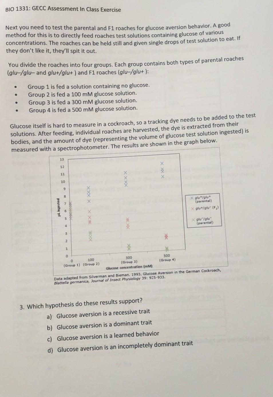Solved BIO 1331: GECC Assessment In Class Exercise Next you | Chegg.com