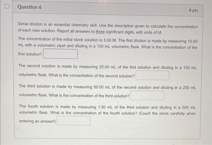 Solved Serial dilution is an essential chemistry skill. Use | Chegg.com