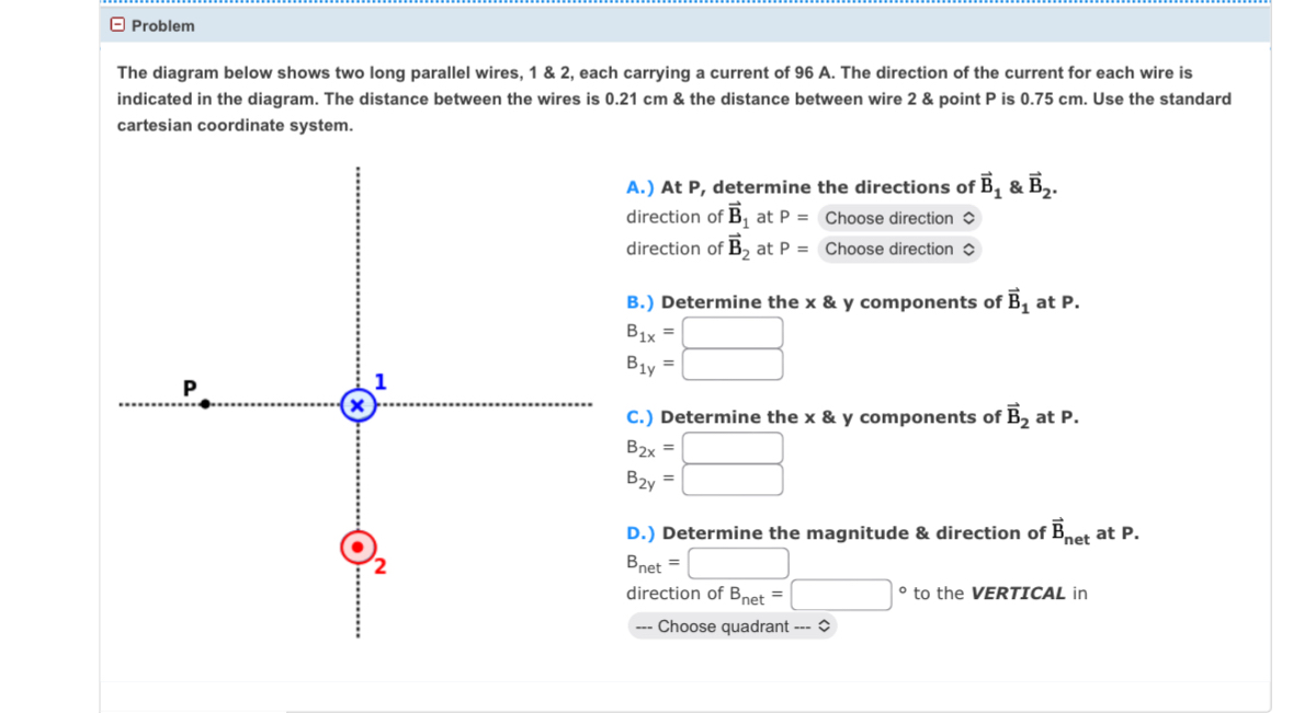 Solved ProblemThe diagram below shows two long parallel | Chegg.com