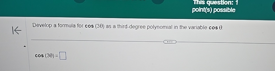 Solved inis question: 1 ﻿point(s) ﻿possibleDevelop a formula | Chegg.com