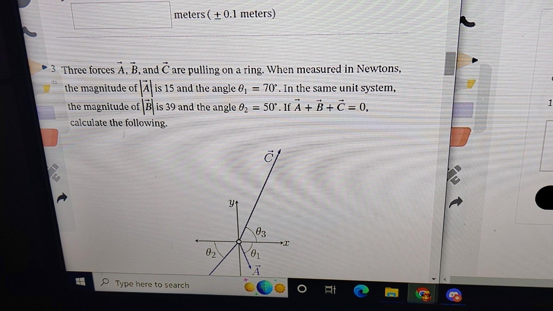 Solved 3 Three forces A,B, and C are pulling on a ring. When | Chegg.com