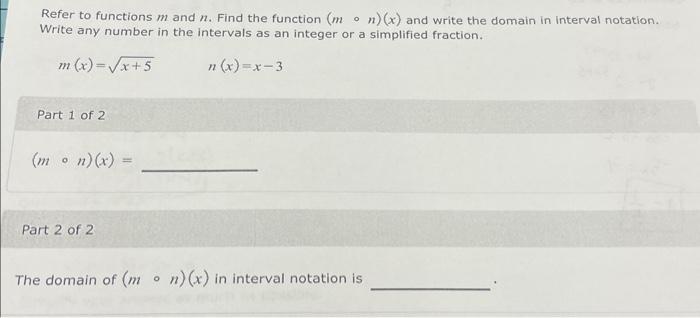 Solved Refer to functions m and n. Find the function | Chegg.com