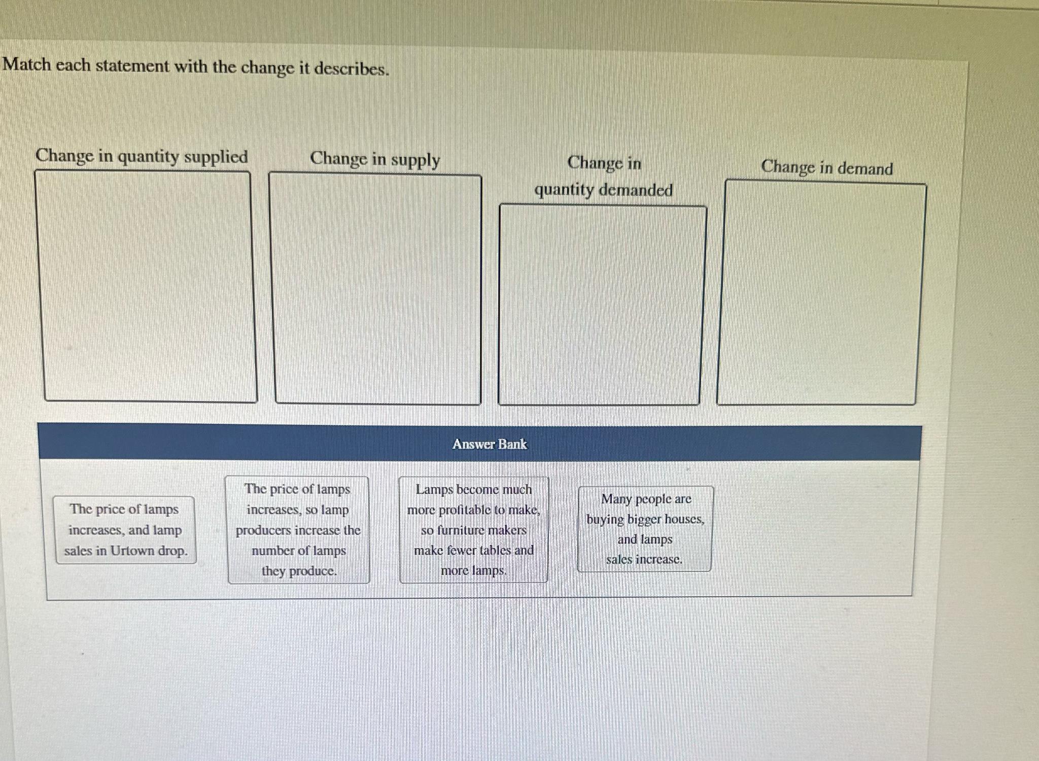 Solved Match each statement with the change it | Chegg.com