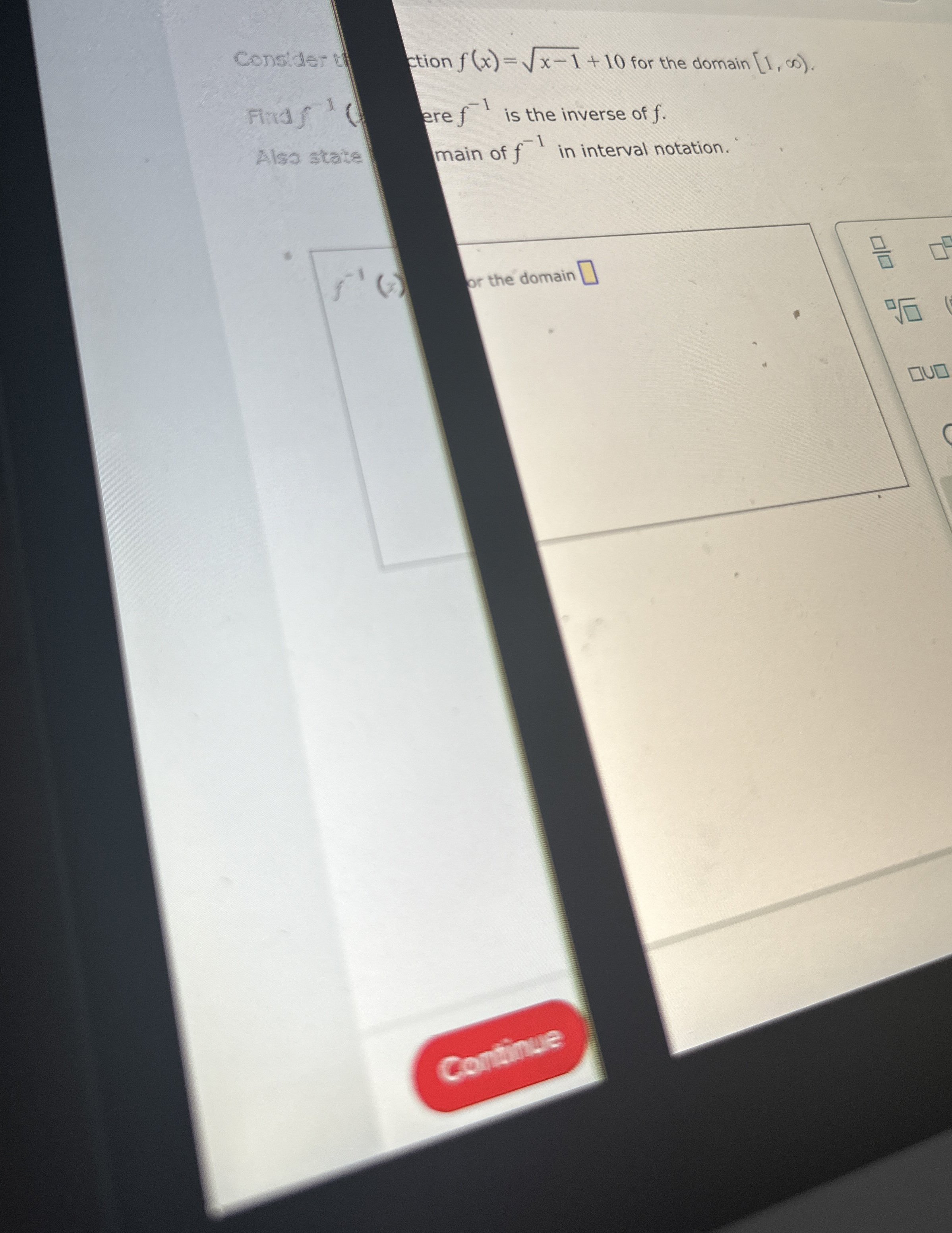 Solved Consider 4ction f(x)=x-12+10 ﻿for the domain | Chegg.com
