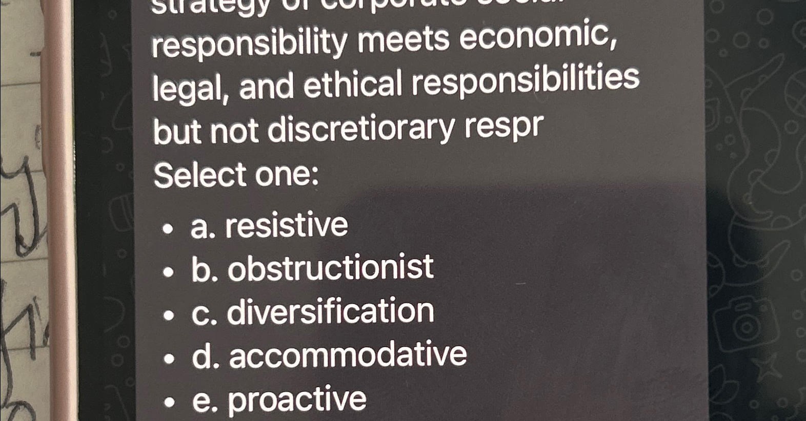 Solved responsibility meets economic, legal, and ethical | Chegg.com