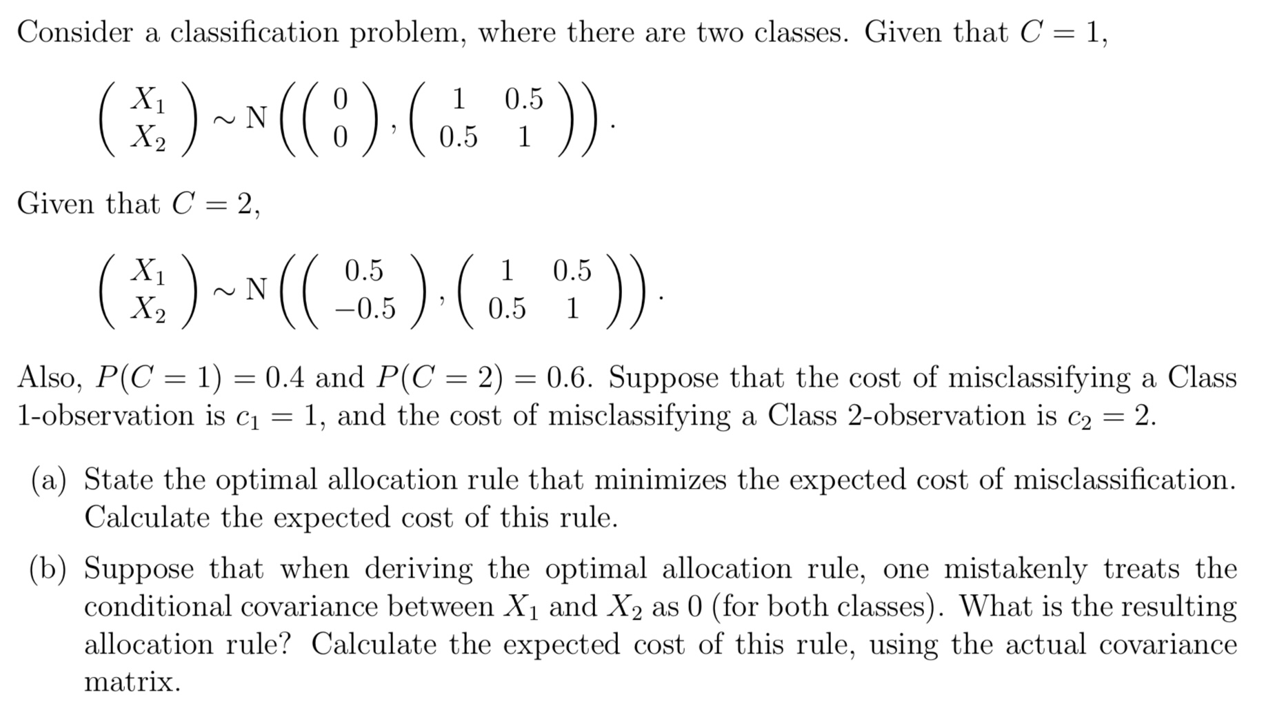 Solved Consider a classification problem, where there are | Chegg.com