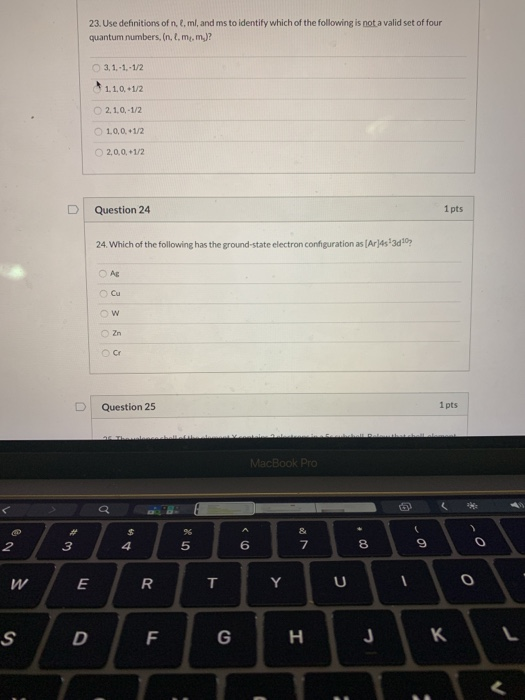 Solved 23. Use definitions of n, l.ml, and ms to identify | Chegg.com