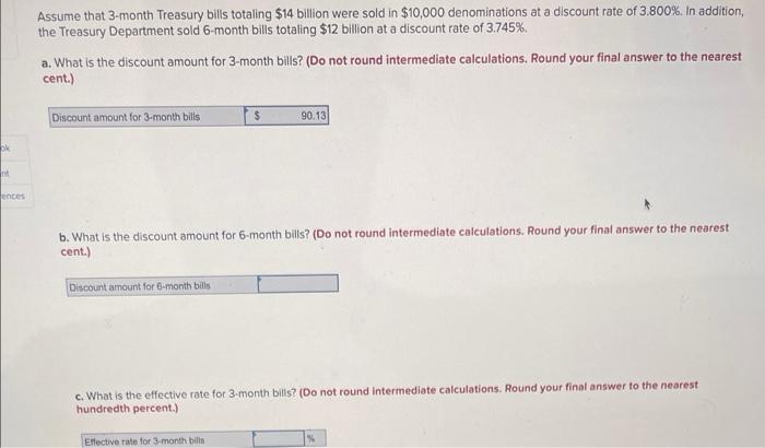 Solved Assume that 3-month Treasury bills totaling $14 | Chegg.com