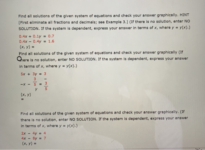 Solved Find all solutions of the given system of equations | Chegg.com