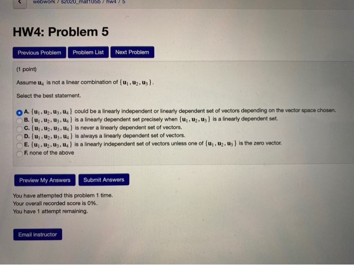 Solved webwork / $2020_mat105b/ hw4/5 HW4: Problem 5 | Chegg.com