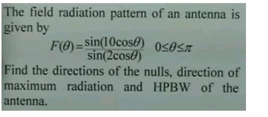 The field radiation pattern of an antenna is given by | Chegg.com
