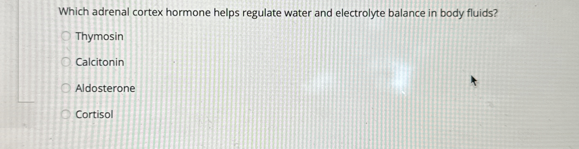 Solved Which adrenal cortex hormone helps regulate water and | Chegg.com