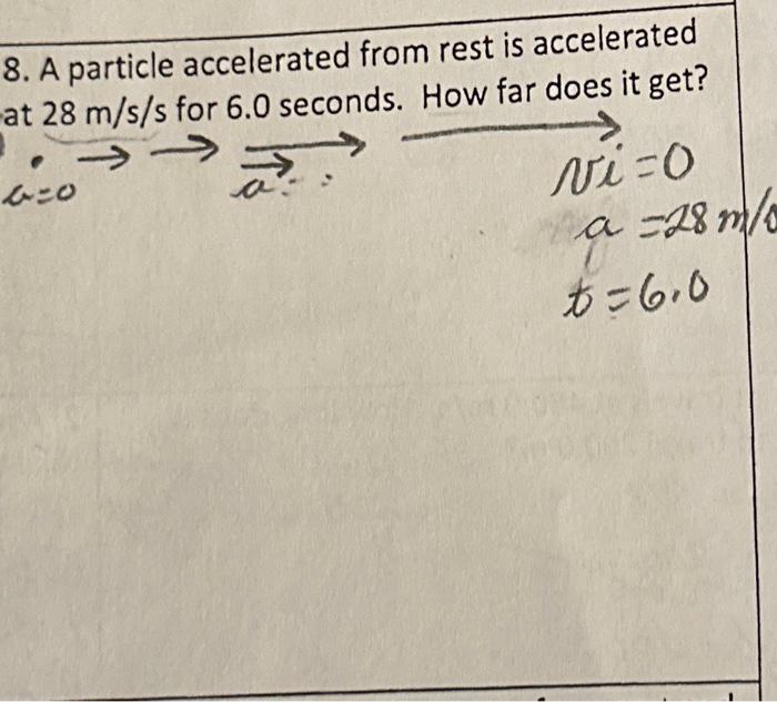 Solved 8. A particle accelerated from rest is accelerated at | Chegg.com